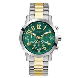 Guess Herren Quarzuhr &raquo;PARKER&laquo; Armbanduhr, Herrenuhr, Edelstahlarmband, analog, Wochentag, Tag gr&uuml;n Einheitsgr&ouml;&szlig;e