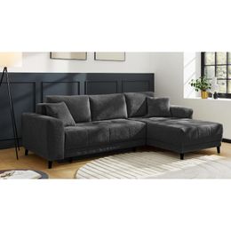 Jockenh&ouml;fer Ecksofa &raquo;Beverly L-Form, B: 251 cm&laquo; mit Schlaffunktion, Bettkasten & Zierkissen grau Korpus: 100% Polyester;Kissen: 100% Polyester B/H/T: 251cm x 