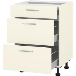 KOCHSTATION Herdumbauschrank &raquo;"KS-Scafa"&laquo; Breite 60 cm, mit zwei Ausz&uuml;gen und einem Schubkasten beige magnolia, B/H/T: 60cm x 75cm x 56cm, Schubladen: