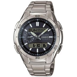 CASIO FUNK Herren Funkchronograph Solaruhr,Armbanduhr,Herren,Digitaluhr,Titanarmband, bis10 bar wasserd. silber Einheitsgr&ouml;&szlig;e