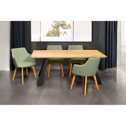 Home Affaire Essgruppe &raquo;Ena Sitzgruppe f&uuml;r K&uuml;che/Esszimmer, Esstisch mit 4 Polsterst&uuml;hlen 5tlg&laquo; Set, 5-tlg, 5 Stk. tlg. Stuhlbeine in Eiche Natur oder