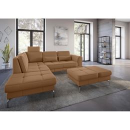 Sit & More sit&more Ecksofa &raquo;Bendigo L-Form&laquo; inklusive Sitztiefenverstellung, Bodenfreiheit 15 cm, in 2 Fu&szlig;farben braun B/H/T: 258cm x 87cm x 226cm, NaturLEDER ,