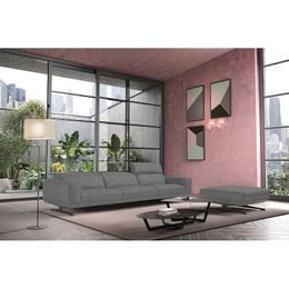 Egoitaliano 3-Sitzer &raquo;Gloria, super bequem, hochwertige Verarbeitung, edles Design, Megasofa&laquo; beidseitig verstellbare R&uuml;ckenelemente, mit Designmetallf&uuml;&szlig;en grau 