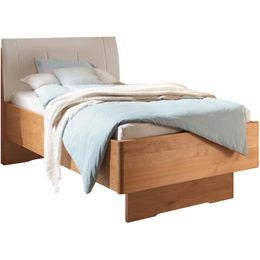 Wiemann Holzbett &raquo;Cardiff, Bettgestell, Bettrahmen, teilmassiv, mit Polsterkopfteil&laquo; Belastbarkeit 110/220 Kg, 4-fache h&ouml;henverstellbar, MADE IN 