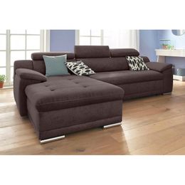 Sit & More sit&more Ecksofa &raquo;Andiamo L-Form&laquo; wahlweise mit Schlaffunktion, inklusive Kopfteilverstellung braun Kunstleder SOFTLUX ;Luxus-Microfaser ALTARA NUBUCK