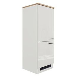 Flex-Well K&uuml;hlumbauschrank &raquo;Lund&laquo; 1 Stk. tlg. (B x H x T) 60 x 161 x 60 cm, in Highboardh&ouml;he grau Holzwerkstoff Rauchgrau, B/H/T: 60cm x 160,6cm x 60cm, T&uuml;ren: 