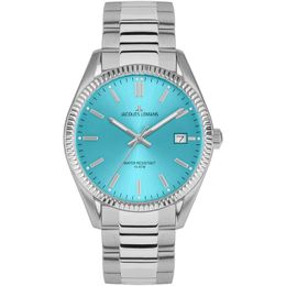 Jacques Lemans Damen Quarzuhr &raquo;Derby&laquo; Armbanduhr, Damenuhr, Datum, Leuchtzeiger, Edelstahlarmband silber Einheitsgr&ouml;&szlig;e