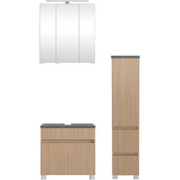 Welltime Badm&ouml;bel-Set &raquo;EIXO, Set aus Spiegelschrank, Unterbeckenschrank und Midischrank&laquo; braun Holzwerkstoff B/H/T: 90cmcm x 200cmcm x 35cmcm, 