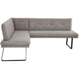 K+w Komfort & Wohnen K+W Komfort & Wohnen Eckbank 1 Stk. tlg. Polstereckbank in Spitzkissenoptik, Sitz und R&uuml;cken gesteppt grau B/H/T: 157cm x 87cm x 207cm, Microfaser 785