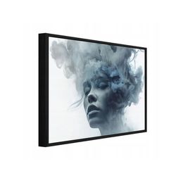 WALLARENA Bild mit Rahmen Frau in Blau | Gr.: 40 x 30 cm