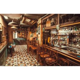 papermoon Fototapete &raquo;RETRO PUB-BAR BISTRO RESTAURANT VINTAGE DEKORATION XXL&laquo; bunt Vlies B/L: 4m x 2,6m, Bahnen: 8 Stk.