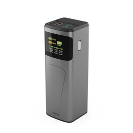Hama Powerbank &raquo;Powerbank (150 W, 24000 mAh, 2x USB-C, 1x USB-A, Schnellladen)&laquo; grau Mobiler Akku mit kompaktem Format: 5,62 x 5,62 x 1,6 cm ideal f&uuml;r 