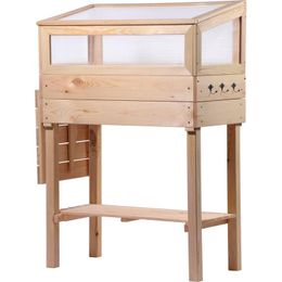 Dobar Hochbeet erh&ouml;htes Fr&uuml;hbeet mit Tisch & Haken, Gr. M, Kiefer beige Holzwerkstoff B/H/T: 40cm x 110cm x 116cm