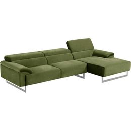 Egoitaliano Ecksofa &raquo;Malika, edel und bequem, Designsofa mit hochwertigen Bez&uuml;gen, L-Form&laquo; mit Recamiere, inkl. Kopfteilverstellung und chromfarbenen Metallf&uuml;&szlig;en 
