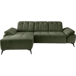 Home Affaire Ecksofa &raquo;Lazio modern und bequem, schmale Armlehnen, tolle Detailverarbeitung&laquo; gr&uuml;n 100% Polyester B/H/T: 280cm, Microfaser, Recamiere 