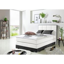 Home Affaire Boxspringbett inklusive Topper und Wendekissen wei&szlig; Liegefl&auml;che B/L: 120cm x 200cm, Gewicht bis: 100 kg H3, 7-Zonen-Tonnentaschen-