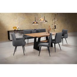 K+w Komfort & Wohnen K+W Komfort & Wohnen Essgruppe &raquo;Giacomo I&laquo; 6 Stk. tlg. 2 St&uuml;hle und 2 Armlehnenst&uuml;hle, Polsterbankbreite 200cm oder 177cm grau B/H/T: 87cm x 62cm, 