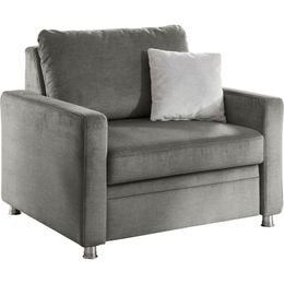 Die PlanBar Schlafsofa &raquo;MP-PD19021&laquo; mit L&auml;ngsschl&auml;ferfunktion 80x210 cm grau 100% Polyester B/H/T: 106cm x 90cm x 100cm, Velours
