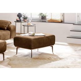 W.Schillig Polsterhocker &raquo;run&laquo; mit Holzsockel, F&uuml;&szlig;e in Bronze pulverbeschichtet, Breite 75 cm braun Stoff S37 (100% Polyester);ROHLEDER Chenille-