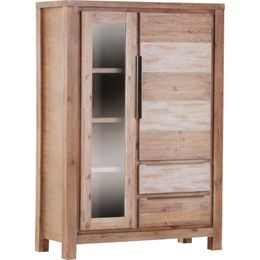 GUTMANN FACTORY Vitrine &raquo;Tulsa&laquo; H&ouml;he 155 cm braun Holz teilmassiv smoked, B/H/T: 110cm x 155cm x 47cm, Schubladen: 2 Stk. T&uuml;ren: 2 Stk.
