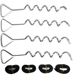 Peddy Shield Bodenanker Set, 8 Stk. tlg. bestehend aus 4 Erdankern und 4 Spanngurten (2,5 m) silber Stahl B/H/T: 8,5cm x 42,5cm x 42,5cm