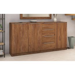 borchardt M&ouml;bel borchardt M&ouml;bel Highboard &raquo;Oliva, Breite 200cm, moderne Kommode mit gl&auml;nzenden Metallgriffen&laquo; viel Stauraum, T&uuml;ren und Schubladen, Einlegeb&ouml;den 