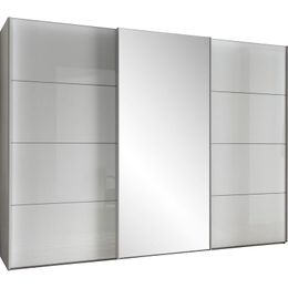 Wiemann Schwebet&uuml;renschrank &raquo;Kos&laquo; mit Spiegelt&uuml;r und Schattenfuge grau Glas, Holzwerkstoff B/H/T: 295,2cm x 217cm x 67cm, T&uuml;ren: 3 Stk.