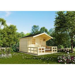 Konifera Gartenhaus &raquo;Kallenberg 1&laquo; mit Terrasse und Vordach beige Holzwerkstoff Fu&szlig;boden im Gartenhaus, Dachfolie