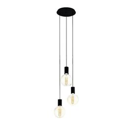 Eglo H&auml;ngeleuchte &raquo;POZUETA Pendellampe, Stahl, E27, Esstischlampe, H&auml;ngelampe, Lampe&laquo; E27 1 Stk. H&auml;ngeleuchte, H150 x &Oslash;33 cm, schwarz, 3X40W exkl. 