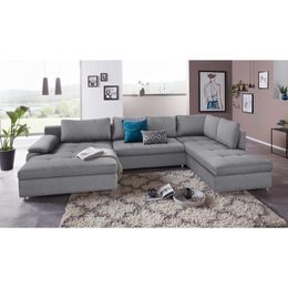 OTTO home Wohnlandschaft &raquo;Labene U-Form&laquo; wahlweise mit Schlaffunktion und Bettkasten grau Struktur fein (95% Polyester, 5% Polyamid);Luxus-Microfaser 