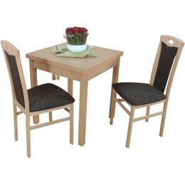 HOFMANN LIVING AND MORE Essgruppe &raquo;3tlg. Tischgruppe&laquo; Spar-Set, 3tlg. Tischgruppe, 2 Stk. tlg. St&uuml;hle montiert braun FSC -zertifiziertes teilmassives 