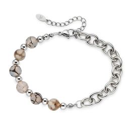 Bruno Banani Edelstahlarmband &raquo;Schmuck Geschenk Edelstahlarmband mit Natursteinen&laquo; mit Naturstein 24cm, Edelstahl