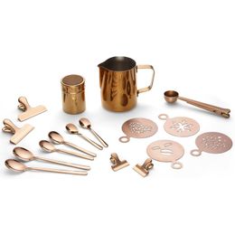ECHTWERK Barista-Set Kaffeezubeh&ouml;r-Set, ideal f&uuml;r Cappuccino oder Latte Macchiato, 23-tlg. braun Edelstahl Einheitsgr&ouml;&szlig;e