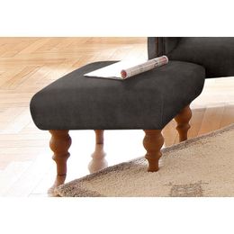 Home Affaire Hocker &raquo;Lord&laquo; mit echter Chesterfield-Knopfheftung grau Luxus-Microfaser Lederoptik (100% Polyester);Struktur fein 100% Polyester) B/H/T: