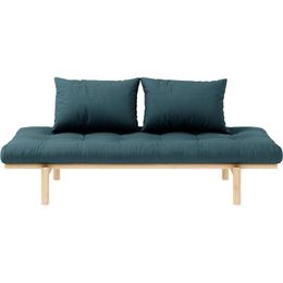 Karup Design Daybett &raquo;Pace&laquo; Set, 2 Stk. tlg. aus massiven Kiefernholz, inkl. Futonmatratze blau Gestell Klarlackiert kieferholz, Liegefl&auml;che B/L: 75cm x 200cm 