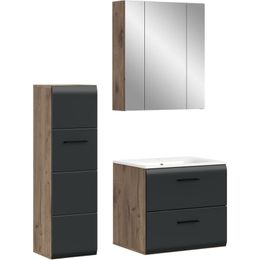 Welltime Badezimmer-Set Set, 4 Stk. tlg. schwarz Holzwerkstoff, MDF B/H/T: 105cmcm x 185cmcm x 46cmcm