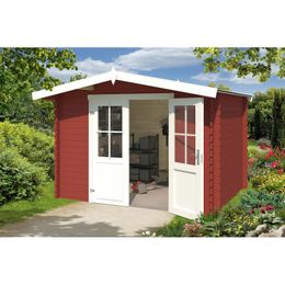Lasita Maja Gartenhaus &raquo;Baltimore&laquo; Blockbohlenhaus 28mm, Fundamentmass 2920x2300, Schwedenrot rot Massivholz ohne Fu&szlig;boden, ohne Dacheindeckung