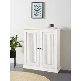 OTTO home Garderobenschrank &raquo;Liotta&laquo; mit 2 verstellbare Einlegeb&ouml;den, aus massivem Kiefernholz wei&szlig; Massivholz B/H/T: 88cm x 100cm x 34cm, T&uuml;ren: 2 