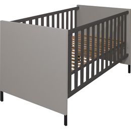 M&auml;usbacher Babybett Metallf&uuml;&szlig;e, Metallgriffe grau Holzwerkstoff Lattenrost, Liegefl&auml;che B/L: 70cm x 140cm, kein H&auml;rtegrad
