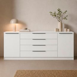 borchardt M&ouml;bel borchardt M&ouml;bel Sideboard &raquo;Tom, moderne Kommode mit Metallgriffen, 200cm breit&laquo; 2 T&uuml;ren, 3 Schubf&auml;cher, Metallgriffe anthrazit wei&szlig; Spanplatte B/H/T: 