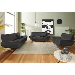 Home Affaire Polstergarnitur &raquo;Saltare elegant & komfortabel,, 3-2-1, bequem, Designfu&szlig;&laquo; 3 Stk. tlg. schwarz B/H/T: 78cm x 82cm, Struktur fein