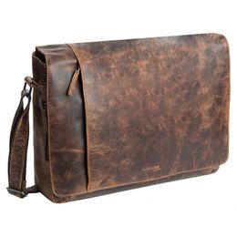 GreenLand Nature Damen GreenLand Nature Messenger Bag mit praktischer Einteilung braun B/H/T: 40cm x 36cm x 12cm