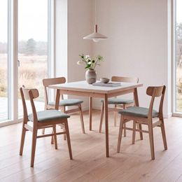 Esstisch &raquo;Esstisch Basic&ndash; ausziehbar, d&auml;nisches Design, mit Einlegeplatten&laquo; Skandinavisches Design - Melamin/Massivholz - stabil und langlebig wei&szlig; 