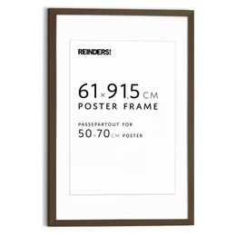 Reinders Bilderrahmen &raquo;Bilderrahmen Poster 61x91,5 oder 50x70&laquo; f&uuml;r 1 Bilder Wohnzimmer - Walnu&szlig; - MDF - 64,5x95 cm braun B/H/T: 64,5cm x 95cm x 2cm, Wei&szlig;