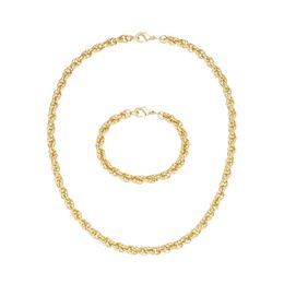 Firetti Damen Schmuckset &raquo;Multipack Schmuck Geschenk Halskette Armkette&laquo; (Set, 2 tlg.) Dreifache Erbskettengliederung, ca. 6,8 mm breit gold 