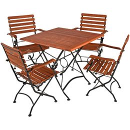Garden Pleasure Garten-Essgruppe &raquo;WIEN&laquo; Set, 5 Stk. tlg. braun FSC -zertifiziertes Massivholz, Stahl B/H/T: 180cm x 89cm x 180cm