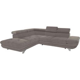 COTTA Ecksofa &raquo;Enterprise L-Form&laquo; mit Arm- & Kopfteilverstellung, wahlweise mit Schlaffunktion grau Struktur (100% Polyester );Chenille (90% Polyester