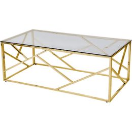 Salesfever Couchtisch &raquo;Glastisch mit stilvoller Eleganz&laquo; Edelstahlgestell - rostfrei und langlebig gold Metall, Sicherheitsglas B/H/T: 60cm x 45cm x 