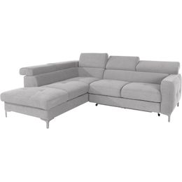 COTTA Ecksofa &raquo;Sammy L-Form&laquo; mit Kopfteilverstellung, wahlweise mit Schlaffunktion & Bettkasten grau Struktur (100% Polyester );Chenille (90% 
