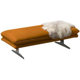 W.Schillig Polsterhocker F&uuml;&szlig;e in Chrom gl&auml;nzend gelb Stoff S37 (100% Polyester): Luxus-Microfaser in Lederoptik B/H/T: 145cm x 43cm x 71cm, Stoff S37